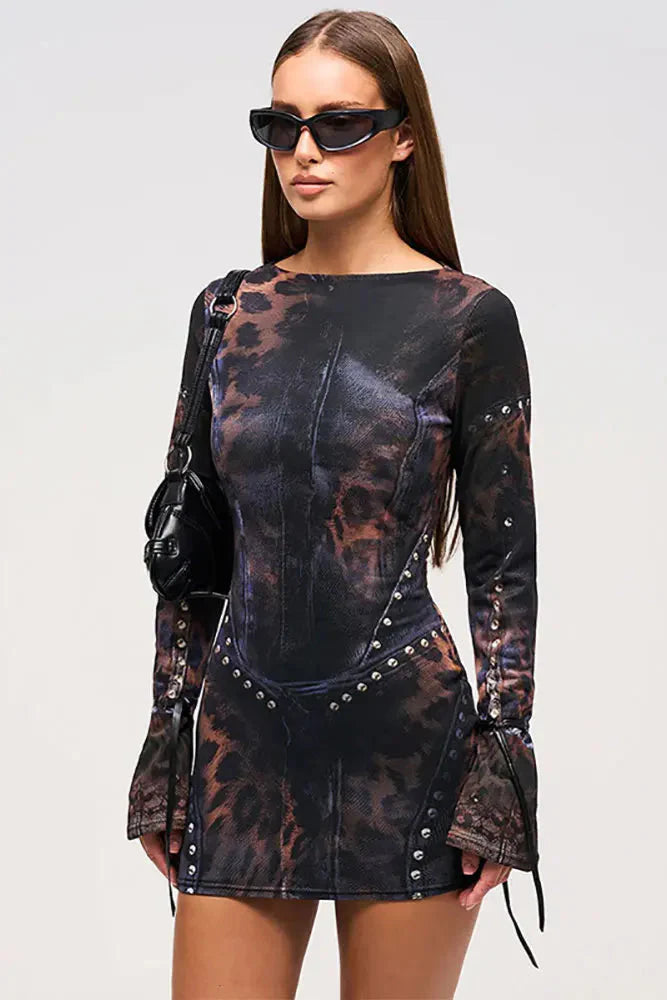 Ravena | Edgy Mini Dress – Opal & Lace